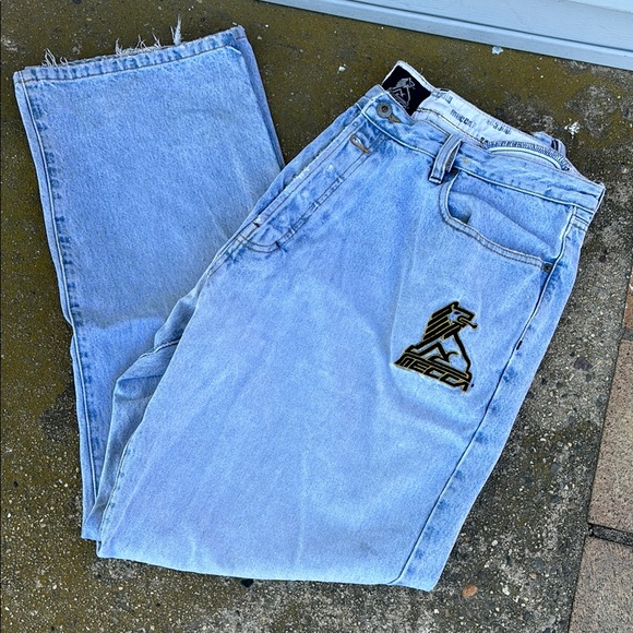 mecca | Jeans | Vintage Mecca Wide Leg Light Blue Denim Jeans With Logo ...